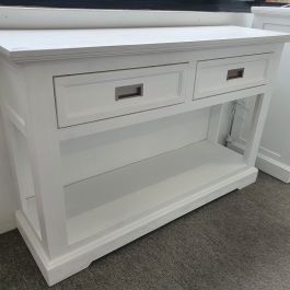 "Cove" Hamptons Style Console Table 2 Drawer, Brushed White, Furniture