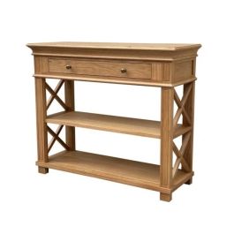 Hamptons Style Oak Timber Hall Console Table Natural, Furniture Tigress