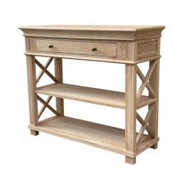 Hamptons Style Oak Timber Hall Console Table Natural, Furniture Tigress