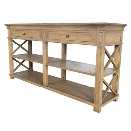 Hamptons Style Oak Timber Hall Console Table Natural, Furniture Tigress
