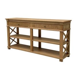 Hamptons Style Oak Timber Hall Console Table Natural, Furniture Tigress