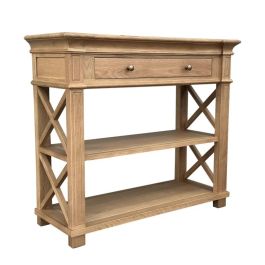 Hamptons Style Oak Timber Hall Console Table Natural, Furniture Tigress