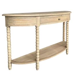 Hamptons Style Oak Timber Hall Console Table Natural, Furniture Tigress