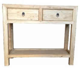 Recycled Elm 2 Drawer Hall Table with Shelf